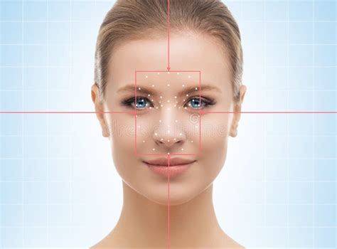 Portrait Of Attractive Woman With A Scnanning Grid On Her Face Face Id