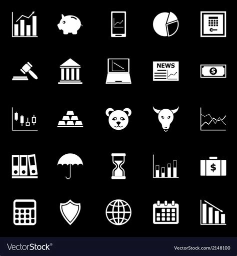 Stock Market Icons On Black Background Royalty Free Vector