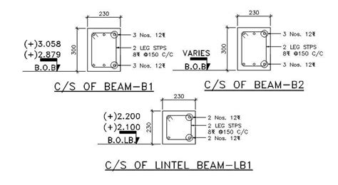 Cross Section Of Beam And Lintel Beam Has Given In The Autocad 2d Dwg Drawing File Download The