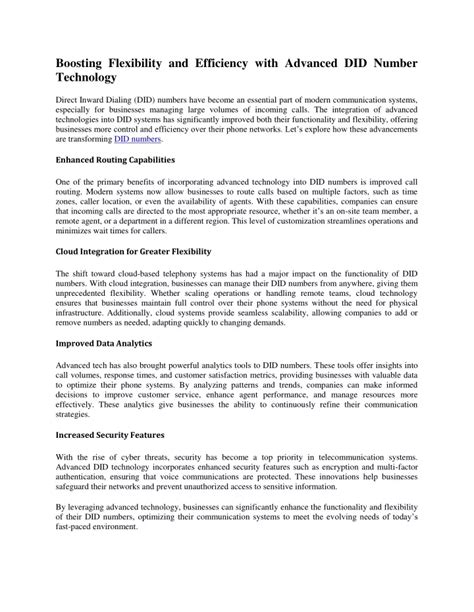 Ppt Boosting Flexibility And Efficiency With Advanced Did Number
