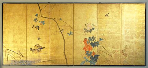 Six Panel Rinpa Japanese School Screen At 1stdibs