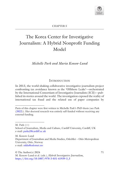 Pdf The Korea Center For Investigative Journalism A Hybrid Nonprofit