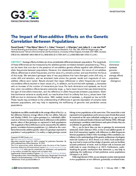 Pdf The Impact Of Non Additive Effects On The Genetic Correlation Between Populations
