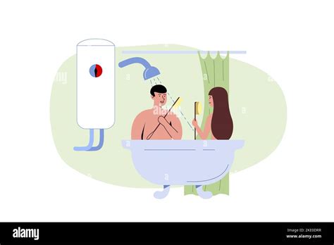 Couple Bathing Scene Flat Vector Stock Vector Image Art Alamy