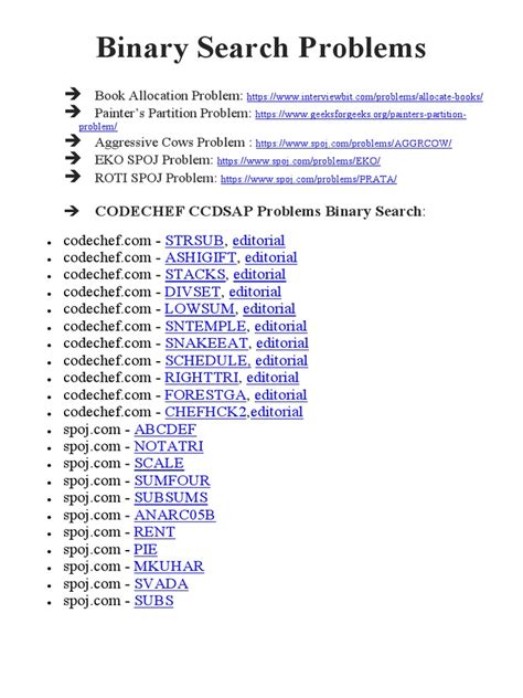 Codechef Ccdsap Problems Binary Search Pdf