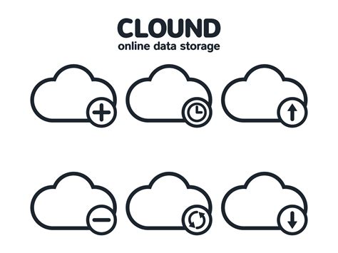 online data storage cloud icon set outline icon 11718262 vector art