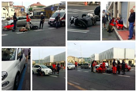 IMPERIA VIOLENTO SCONTRO AUTO SCOOTER IN VIALE MATTEOTTI DUE FERITI