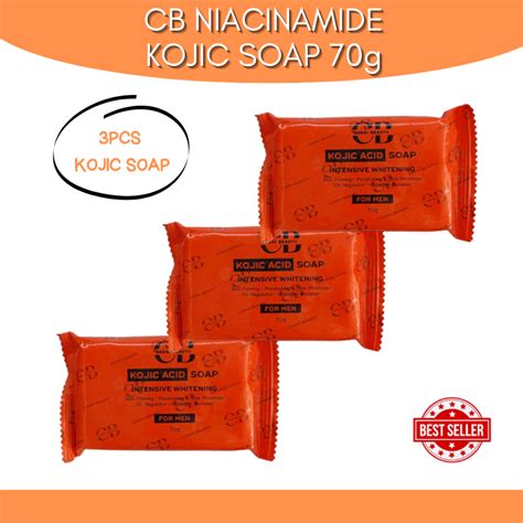 3pcs Cb Niacinamide Kojic Soap Whitening Soap For Men 70g Shopee