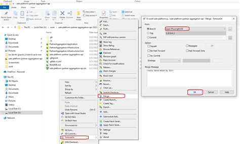 3c Tortoisegit Merge Source Từ Nhánh Branch Dev Về Brach Cá Nhân