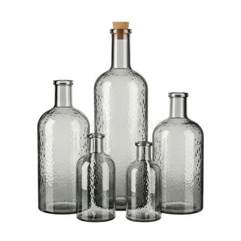 Collection Of Vintage Style Glass Bottles With Cork Stoppers Stock