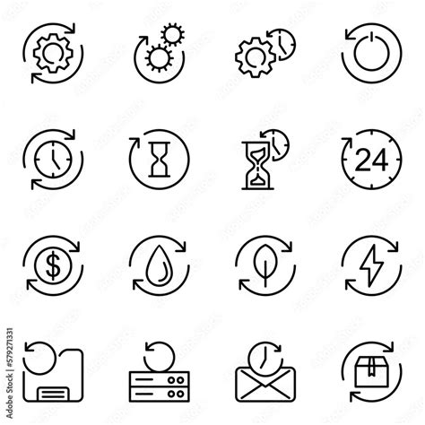 Set Of 16 Restore And Restart Icons Vector Clock Restart Restore Process System And