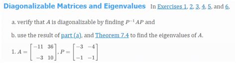 Solved Diagonalizable Matrices And Eigenvalues In Exercises