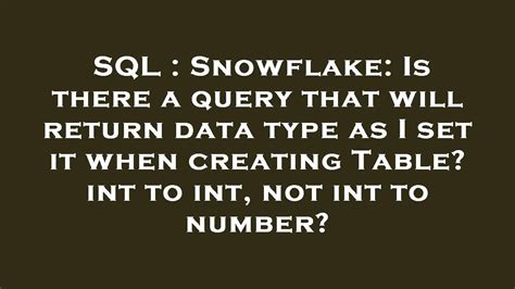 sql snowflake is there a query that will return data type as i set