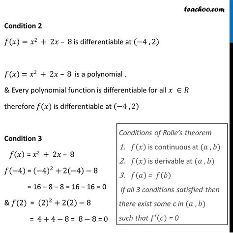 Ex 5 8 1 Verify Rolles Theorem For F X X2 2x 8