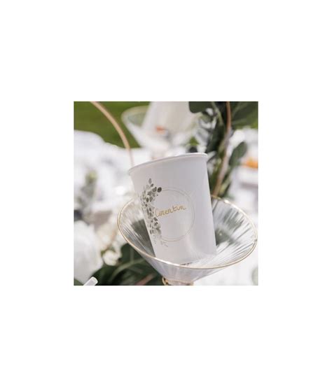 Gobelets Jardin Botanique en Carton Vert Sauge et Blanc ml Élégance Naturelle pour Vos