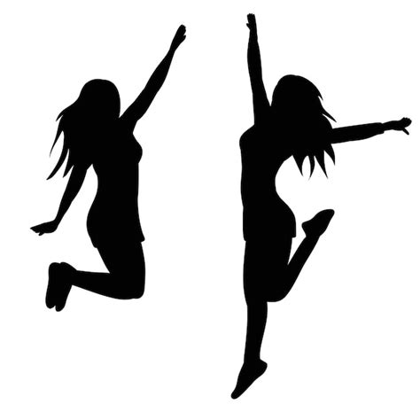 Femmes Sautant Silhouette Sur Fond Blanc Vecteur Isolé Vecteur Premium