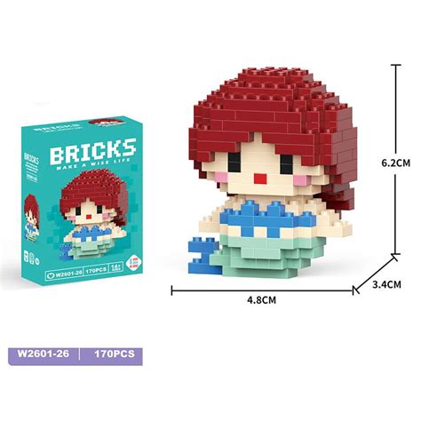 2in Ariel Diy Mini Building Blocks Figure The Little Mermaid Decoration