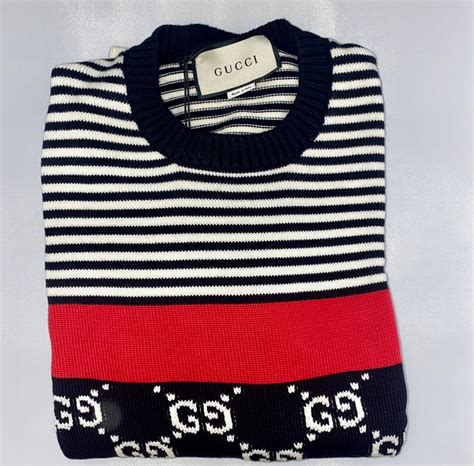 Gucci Gg Supreme Striped Knit Sweater Gavriel