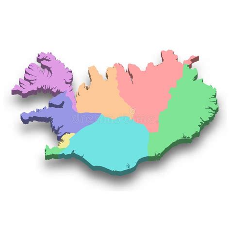 3d Isometric Colored Map Of Iceland Stock Vector Illustration Of