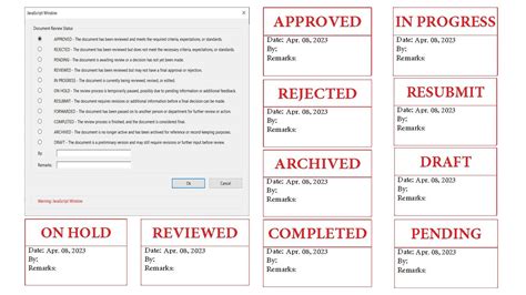 Dynamic PDF Stamps For Document Review Customizable Approved