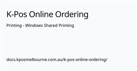 Printing Windows Shared Printing K Pos Online Ordering