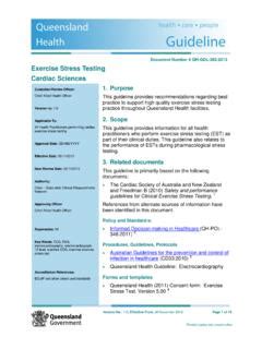 Exercise Stress Testing Guideline Queensland Health Exercise Stress Testing Guideline