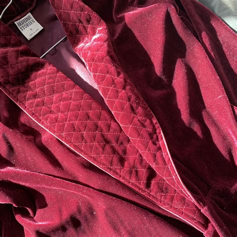 Vintage Red Velvet Dressing Gown Robe Size Depop