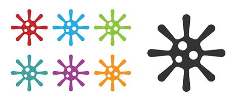 흰색 배경에 격리 된 검은 박테리아 아이콘 박테리아와 세균 미생물 질환을 일으키는 세포암 미생물 바이러스 곰팡이 다채로운 아이콘을 설정합니다 벡터 건강 진단에 대한 스톡