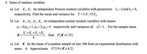Solved 4 Sums Of Random Variables A Let Xx Be