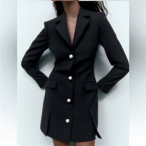 Zara Jackets And Coats Zara Pearl Button Blazer Dress Poshmark