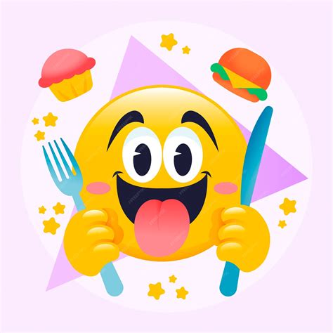 Gradient Hungry Emoji Illustration Premium Vector