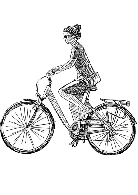 Раскраски Девушка катается в удовольствие Раскрашивать онлайн Скелет на велосипеде Много