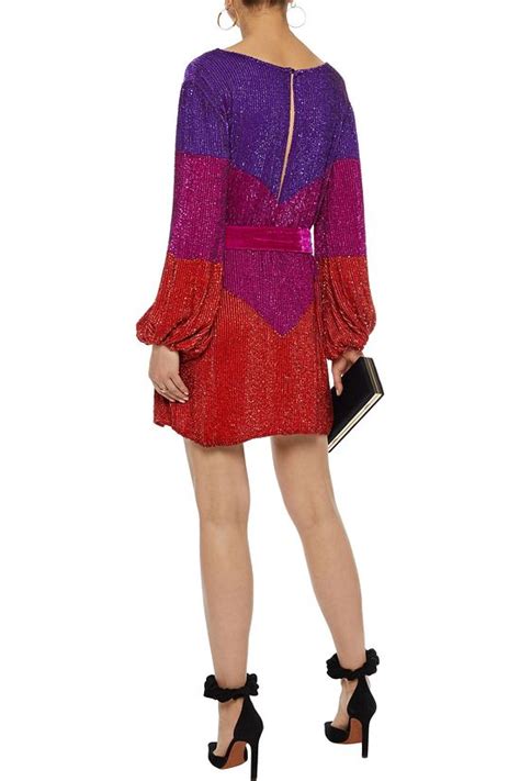 RETROFÊTE Grace velvet trimmed sequined chiffon mini dress THE OUTNET