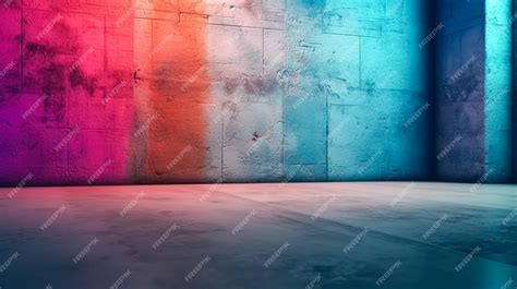 Premium Ai Image Textured Concrete Background With Colorful Backlight