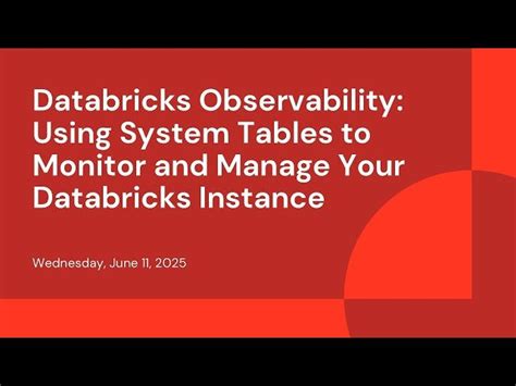 free video databricks observability using system tables to monitor