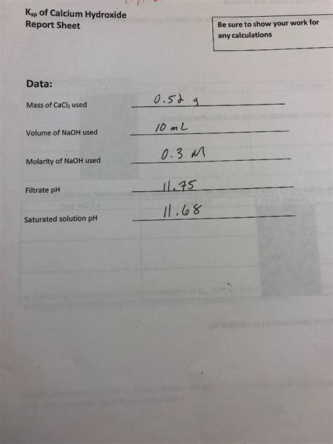 Solved Calculation Of Ksp We Will Use Two Different Methods Chegg Com