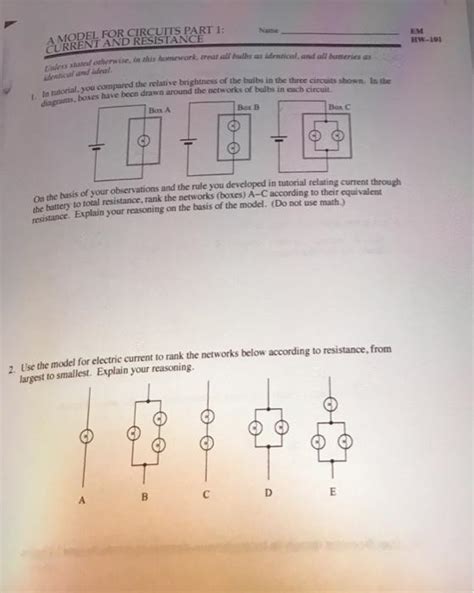 Solved H 101 A Model For Circuits Part 1 Current And
