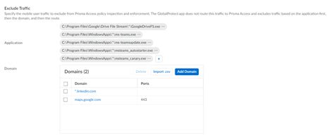 Wildcard Support For Split Tunnel Settings Based On The Application