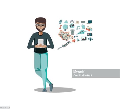 人與智慧手機社會媒體圖示圖示向量 Ilustration向量圖形及更多一組物體圖片 一組物體 互聯網 交流 Istock