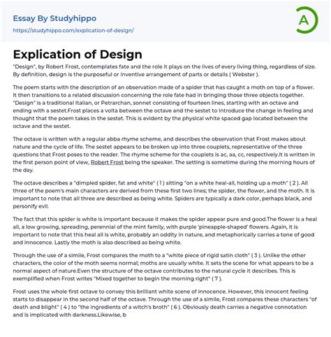 Explication Of Design Essay Example