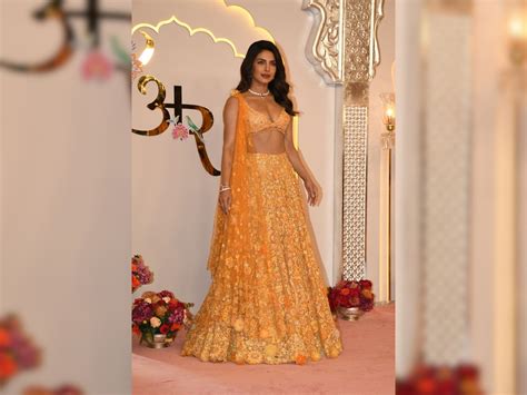 Priyanka Chopra Low Neckline Choli Jaalidar Orange Lehenga Heere Ka