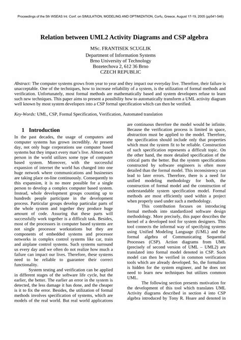pdf relation between uml2 activity diagrams and csp e