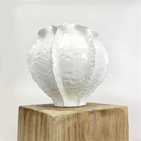 11h X 11 5 White Ceramic Cabbage Planter Vase