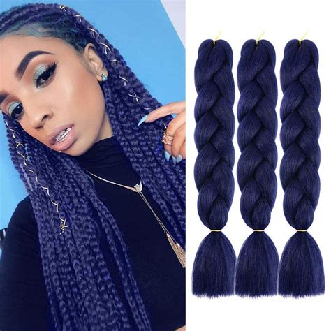 Vokeyla Dark Blue Braiding Hair Jumbo Braid Hair Extensions For Twist