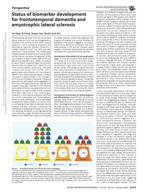 Yang Status Of Biomarker Development For Frontotemporal Dementia And Als Pdf