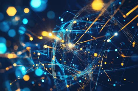Abstract Digital Network With Glowing Connections And Bokeh Lights