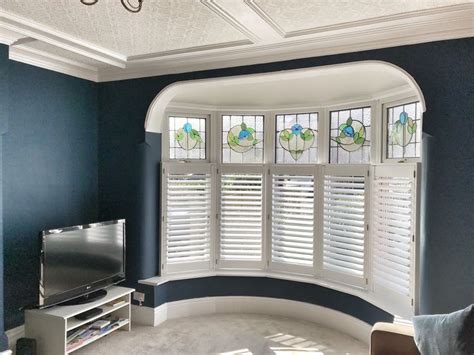 Cafe Style Bay Window Shutters Installed In Sale Manchester Small Living Room Decor Bay