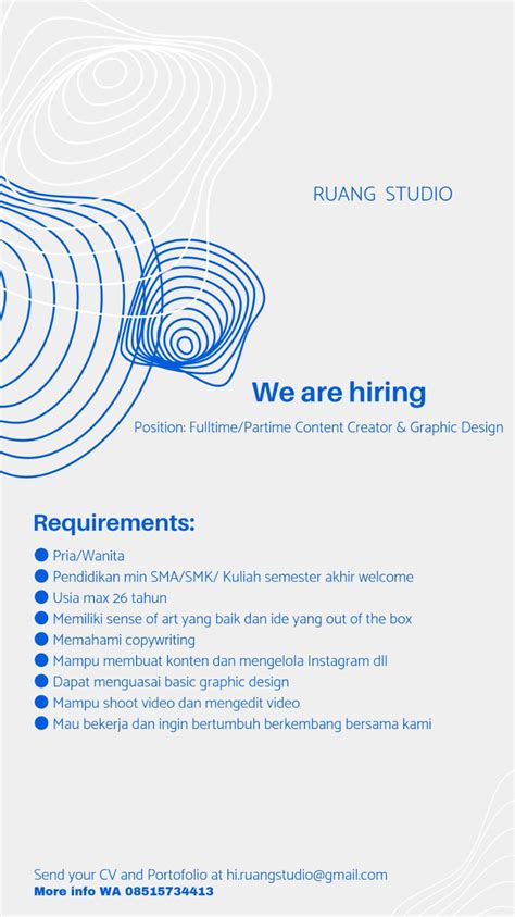 Lowongan Kerja Content Creator Graphic Designer Di Ruang Studio