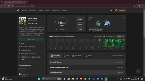 Rehan Gupta On Linkedin Keephustling Keepsolving Leetcode Dsa