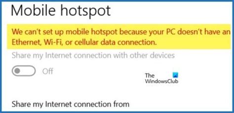 We Cant Set Up A Mobile Hotspot Your Pc Doesnt Have An Ethernet